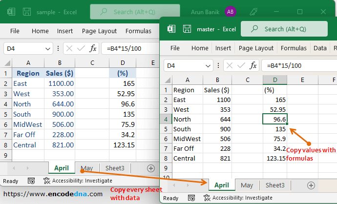 Copy Data including Formulas From One Excel File To Another Using VBA